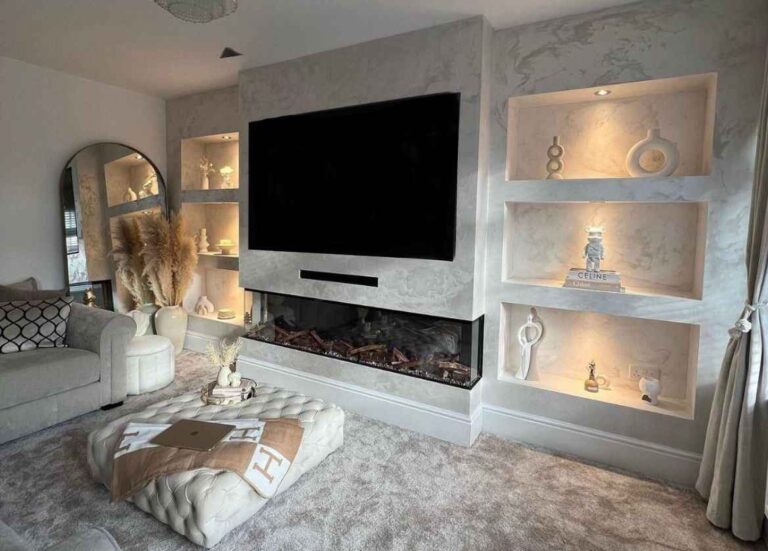 15 Modern Media Wall Ideas With Fireplace (UK) - Media Wall Experts